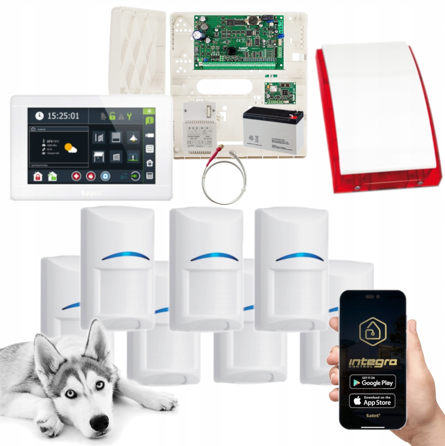 SYSTEM ALARMOWY SATEL INTEGRA 32 GSM SMS CLIP PUSCH 7 CZUJEK BOSCH PET (59008828983020) • Cena ...