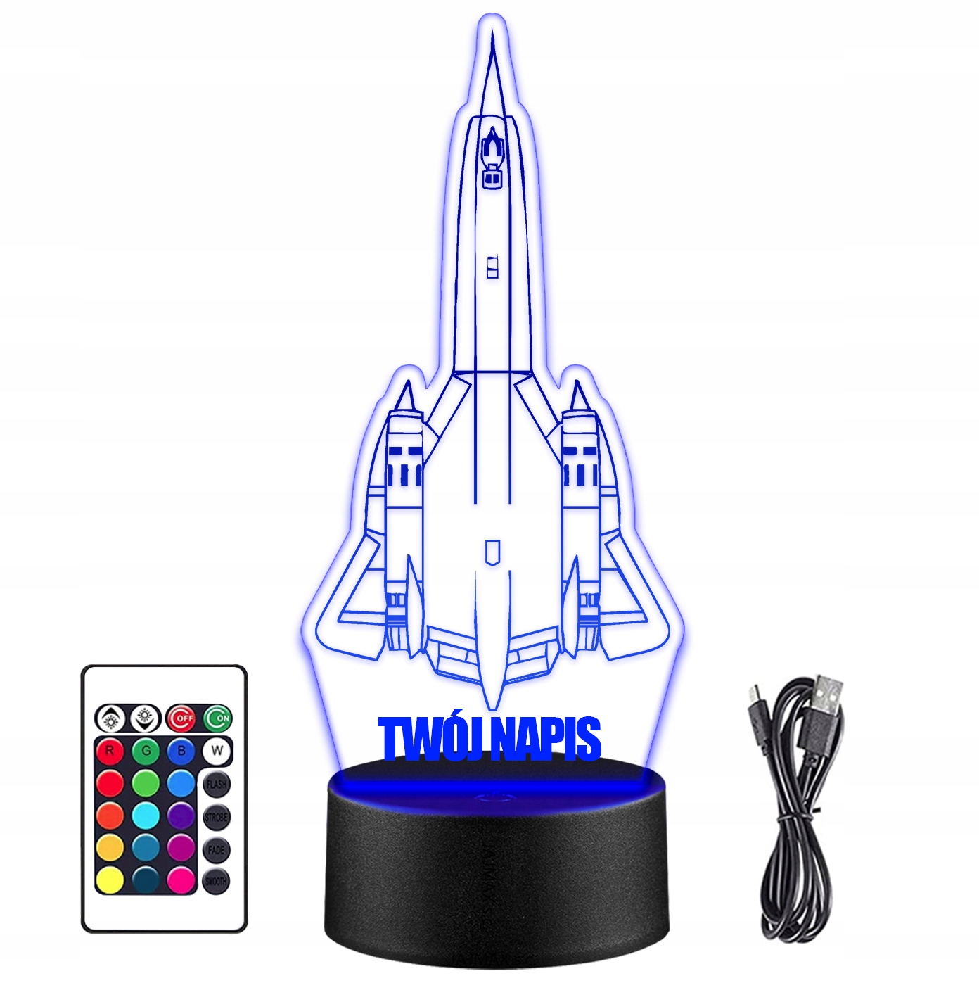 LAMPKA NOCNA LED LOCKHEED SAMOLOT 3D + PILOT prezent URODZINY statuetka ...