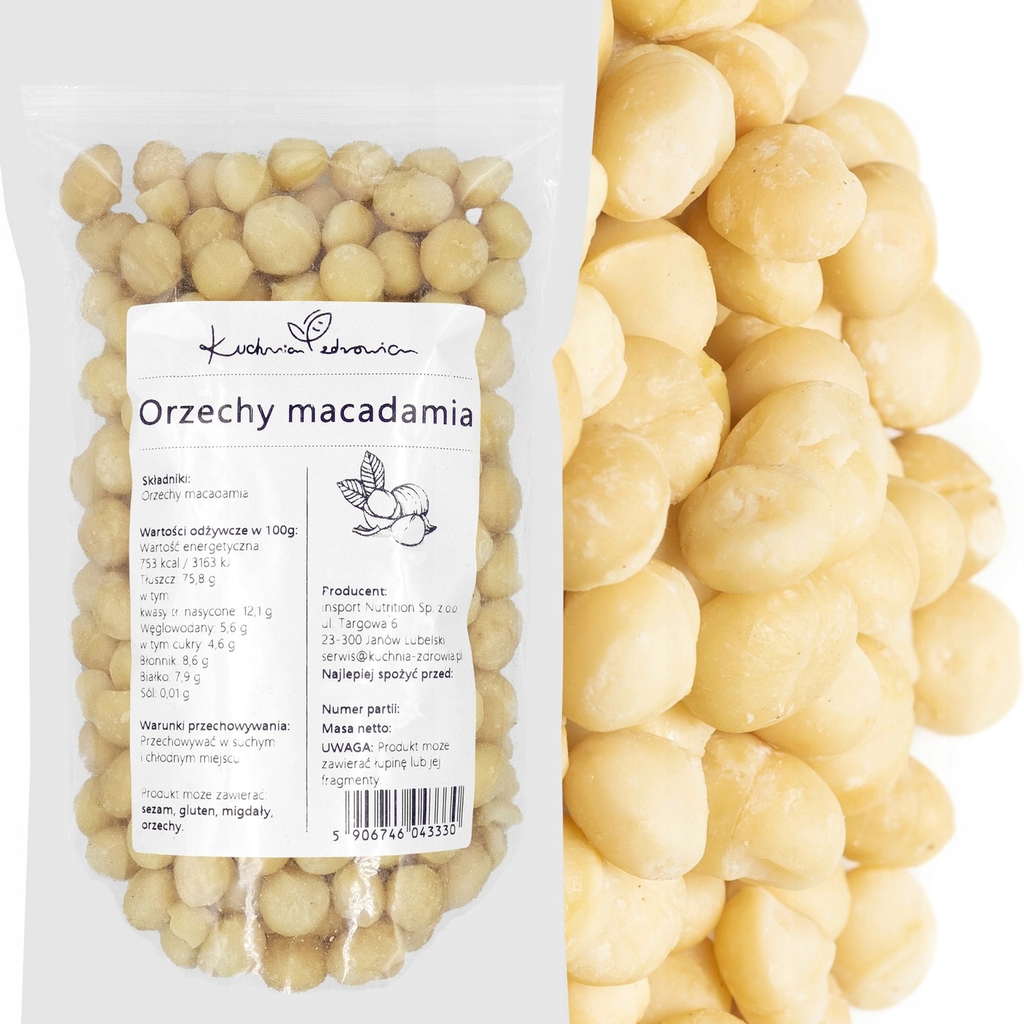Orzechy makadamia Kuchnia Zdrowia całe orzechy 500 g (5906746043330 ...