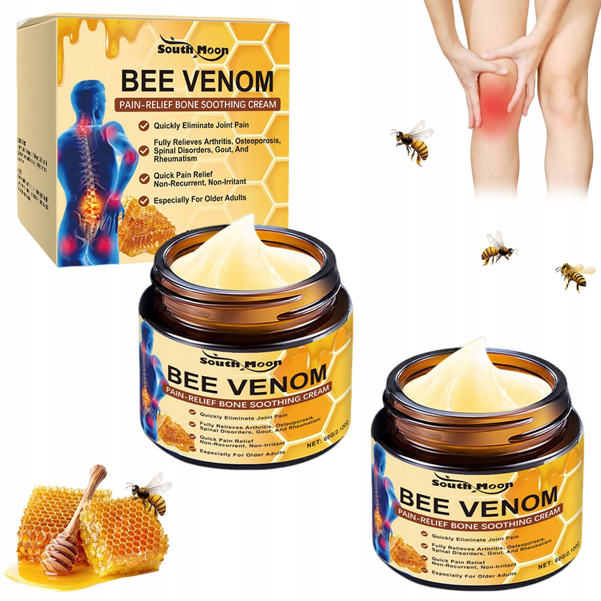 NATURALNY JAD PSZCZELI ULGA W BÓLU KREM LECZNICZY KOŚCI DZIAŁAJĄCY ...