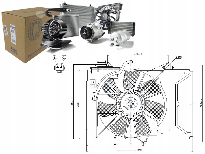 WENTYLATOR CHŁODNICY (Z OBUDOWĄ) TOYOTA YARIS, YAR 5707286244153 za 555.52PLN z Raba Wyżna ...