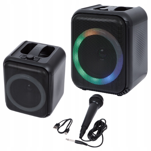 GŁOŚNIK Z MIKROFONEM RS-200 KARAOKE LED BLUETOOTH 20W USB-C 6H HUDBY ...