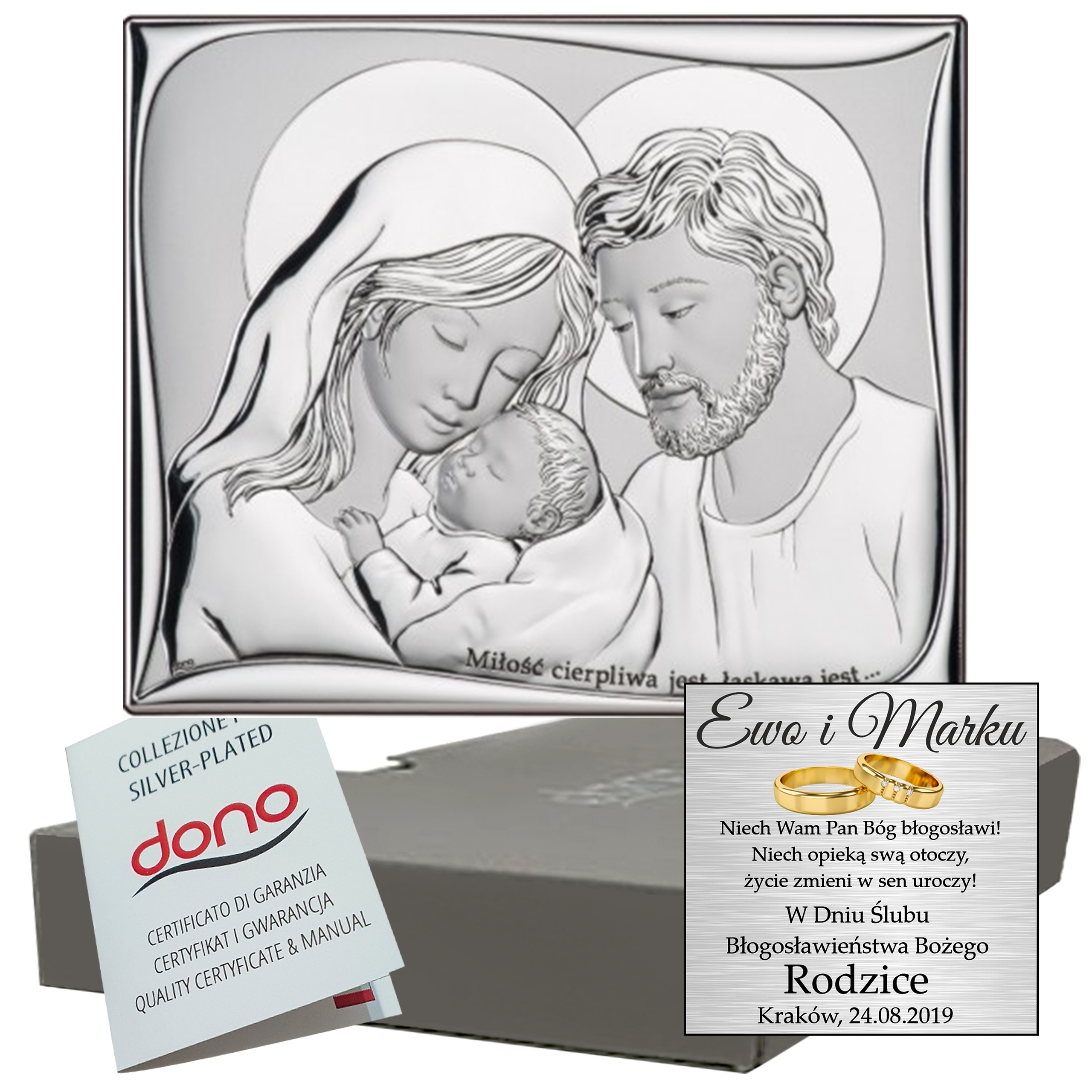 Obraz SREBRNY RODZINA ŚWIĘTA ŚLUB CHRZEST KOMUNIA - porównaj ceny - Allegro.pl