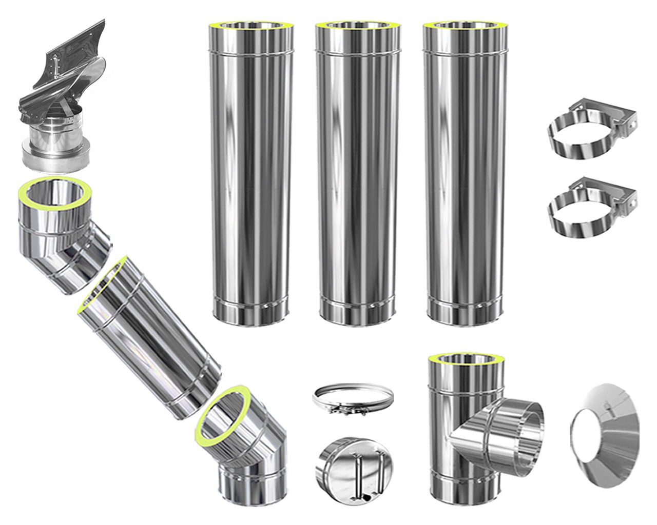 KOCIOŁ DREWNO PELLET KOMIN PODWÓJNY ZEWNĘTRZNY fi 160 PIEC Bioclass ...
