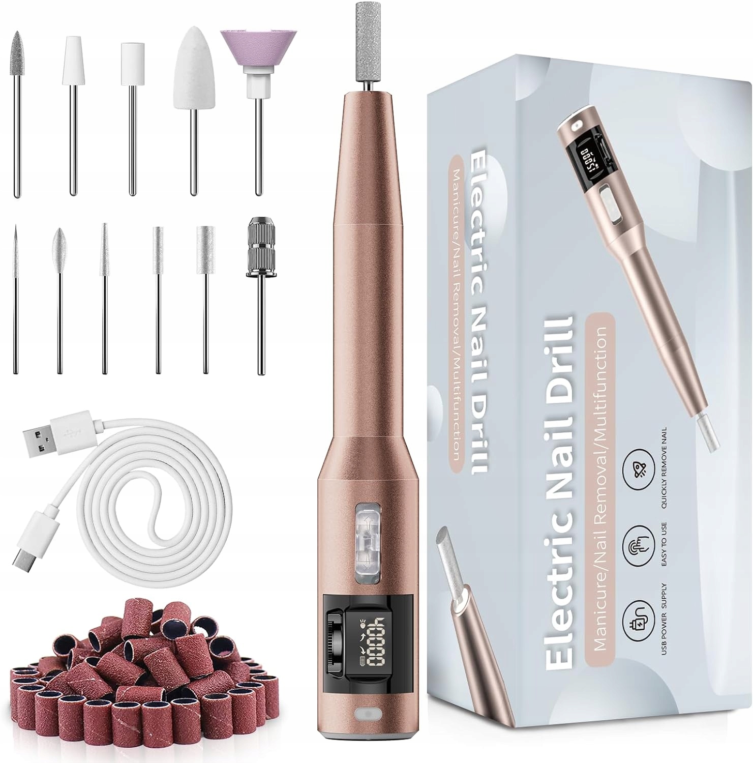 KÖRÖMMARÓ GÉP MANIKŰR PEDIKŰR ELEKTROMOS LCD KÉSZLET PROFI ...