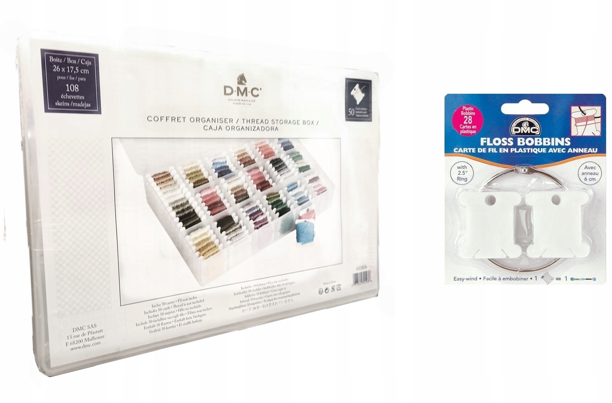 ORGANIZER pudełko MULINĘ sortery DMC + 50x BOBINKI (077540391936 ...