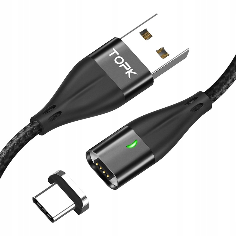 Kabel TOPK USB - USB 3.1 typ C 3 m czarny - Sklep, Opinie, Cena w Allegro