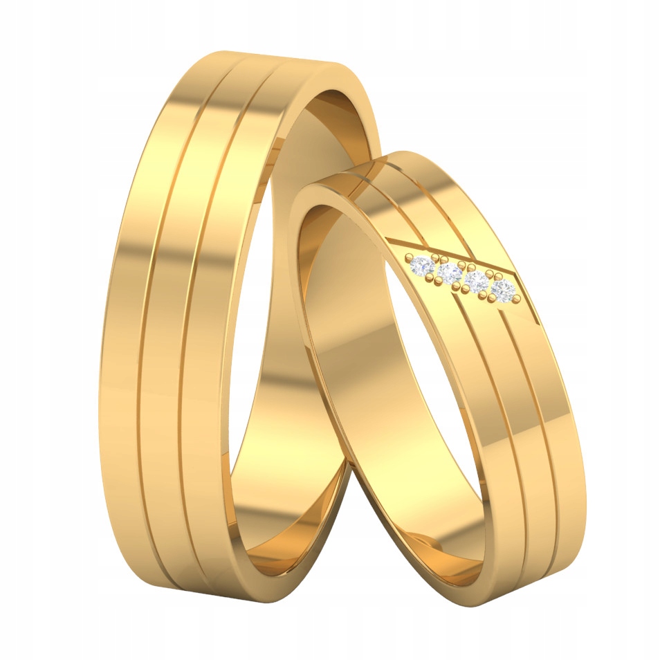 ZLATÉ SNUBNÍ PRSTENY PR. 585, DIAMANTOVÉ LINIE ZIRKON za 7474.00CZK - Allegro