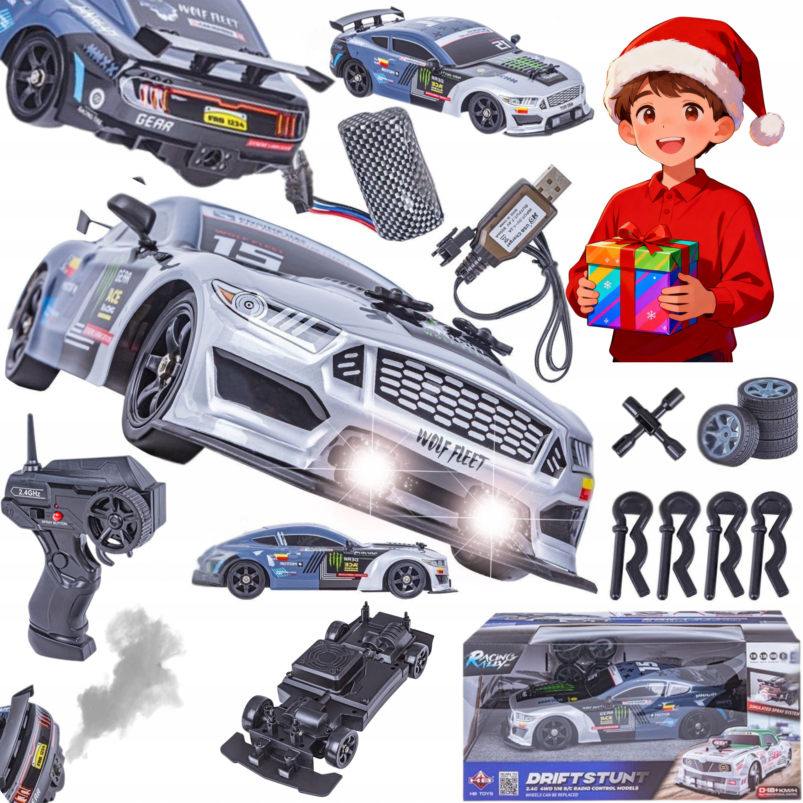 Duży Samochód Zdalnie Sterowany Na Pilota Auto 4x4 Dym Do Driftu Para ...