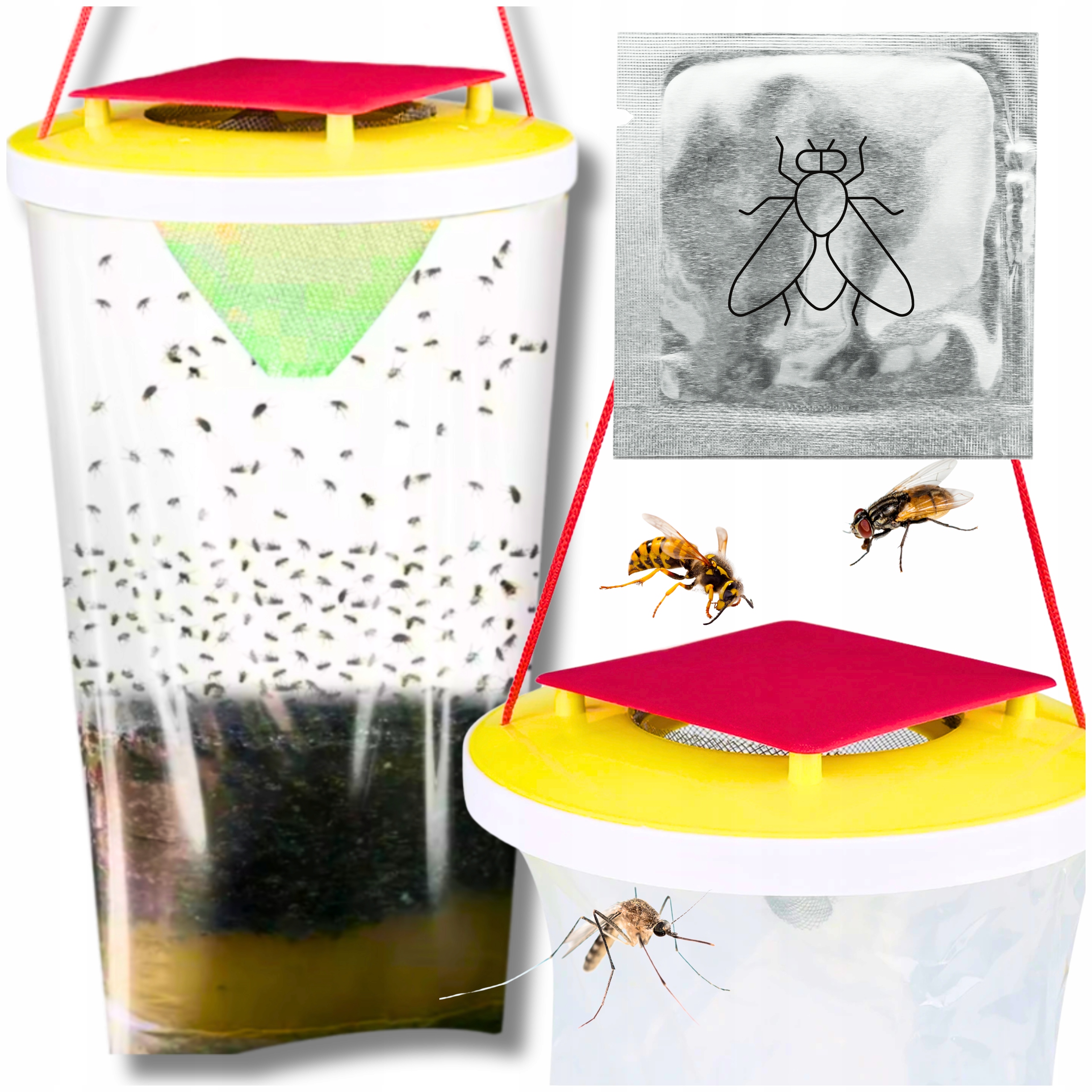 PUŁAPKA NA MUCHY KOMARY OWADY ŁAPKA WOREK MUCHOŁAPKA Z PRZYNĘTĄ ...