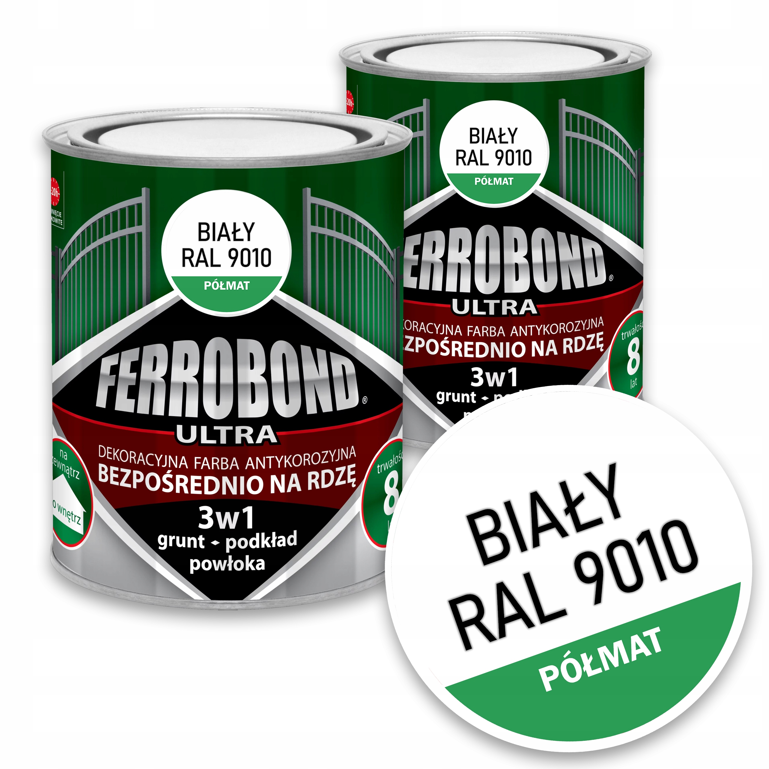 Farba antykorozyjna Ferrobond 0,7 l BIAŁY ral 9010 półmat ...