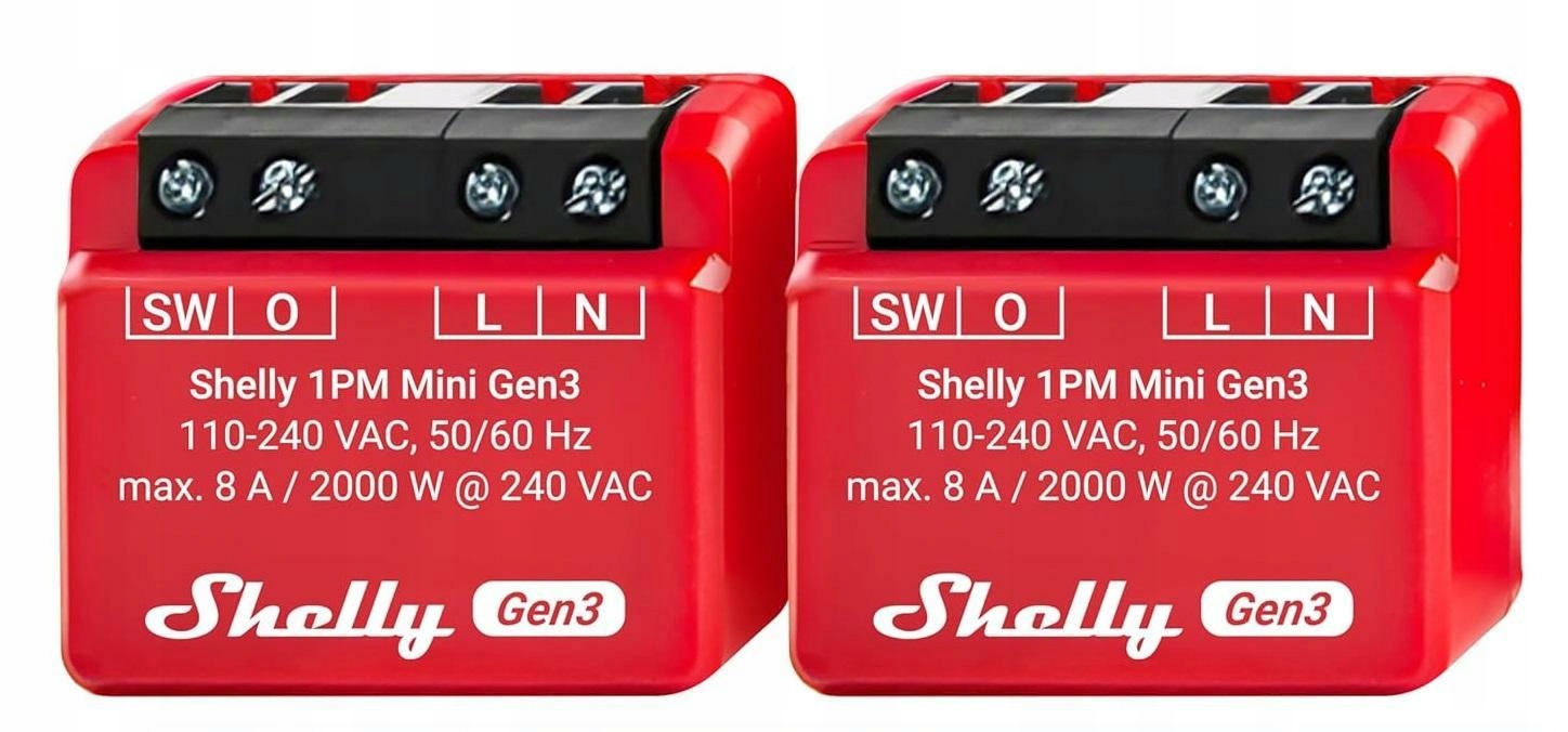 Shelly 1PM mini gen3 8A Wi-Fi Bluetooth Inteligentny Przełącznik 2-PAK ...