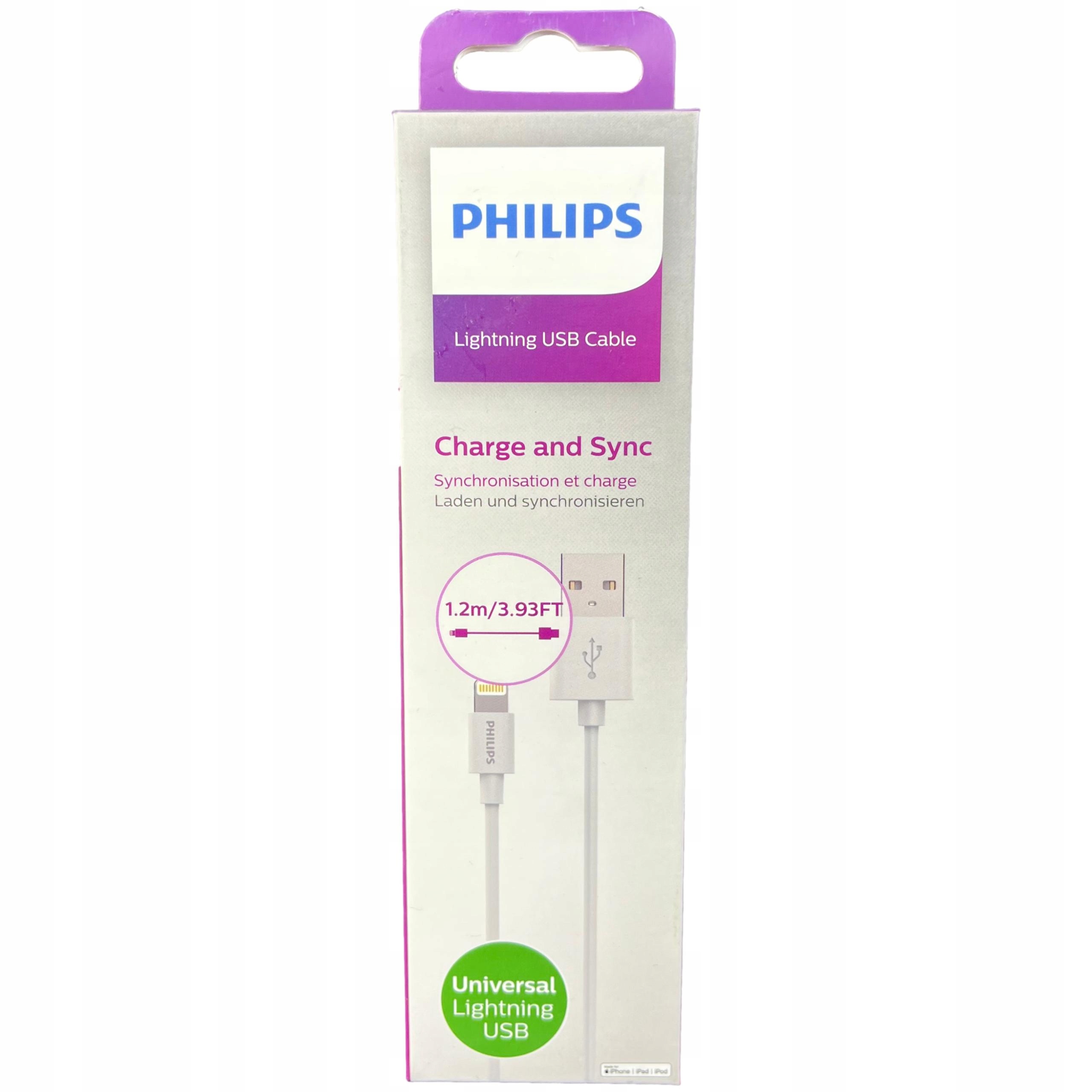 Kabel Philips USB - Apple Lightning 1,2 m biały - Sklep, Opinie, Cena w Allegro