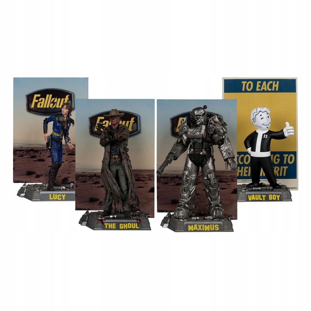 FALLOUT MOVIE MANIACS PVC STATUE 4-PACK LUCY, MAXIMUS, THE GHOUL+VAULT ...