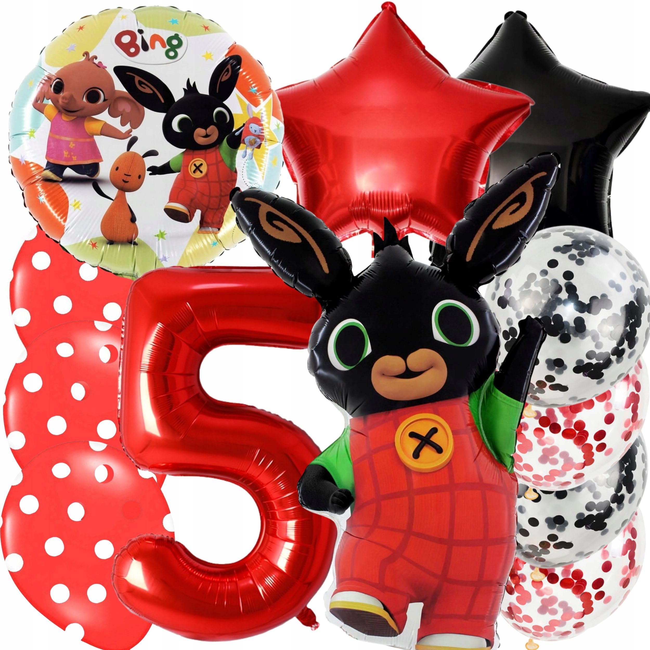 ZESTAW BALONÓW SULA FLOP KRÓLIK BING BALON cyfra 5 PIĘĆ LAT PIĄTE ...