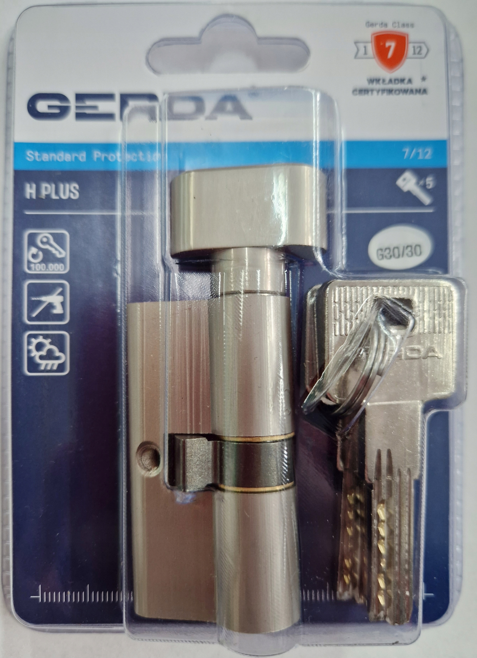 Wkładka Gerda H Plus 30/30G z gałką nikiel (5902203377581) • Cena, Opinie • Zamki 15314797024 ...