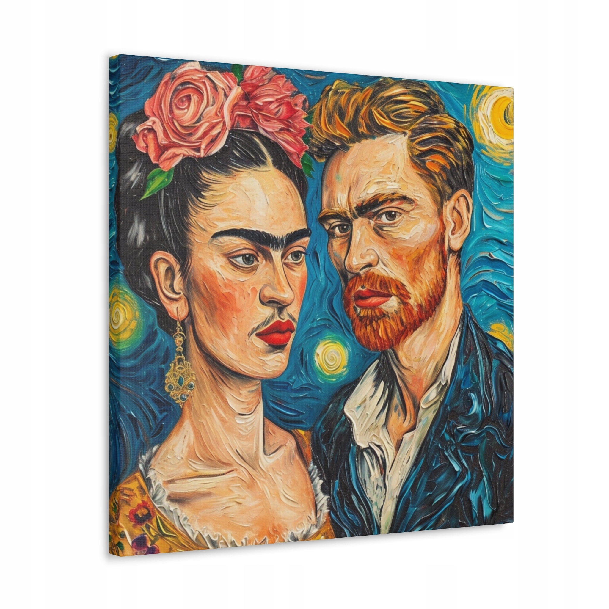 Obraz na płótnie FRIDA KAHLO i VINCENT VAN GOGH GWIAŹDZISTA NOC 60x60 ...