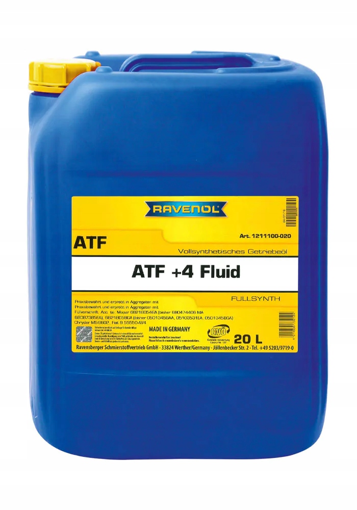 RAVENOL ATF+4 Fluid 20L 4014835732124 za 1146.08PLN z Szczepańcowa ...