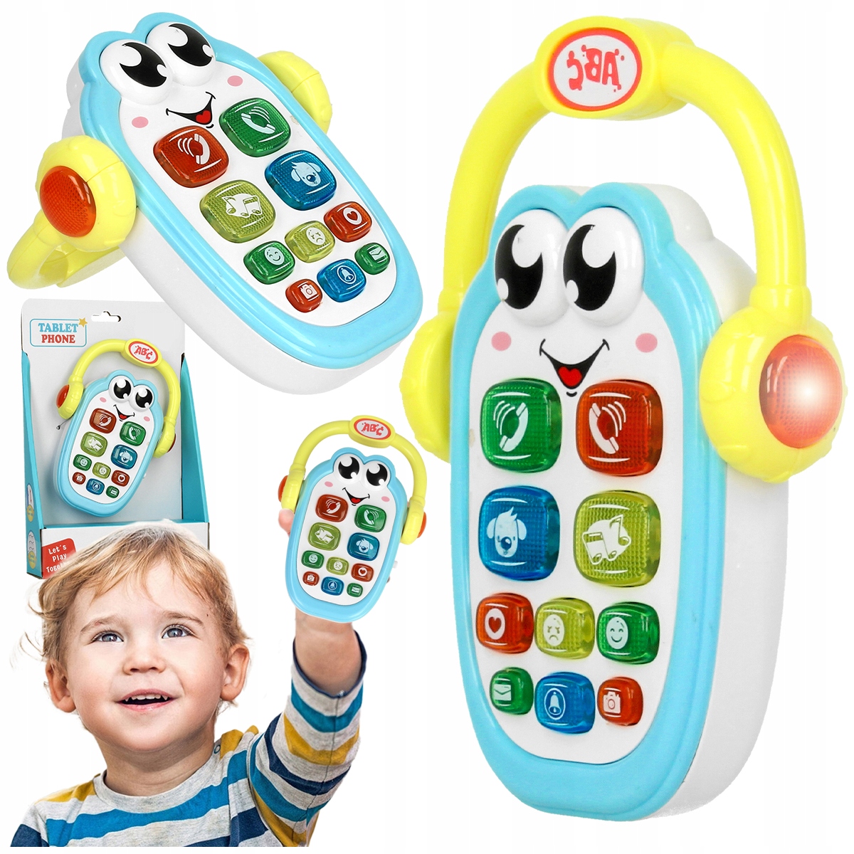 TELEFON INTERAKTYWNY KOMÓRKA TELEFONIK EDUKACYJNY DUŻE PRZYCISKI UCHWYT ...