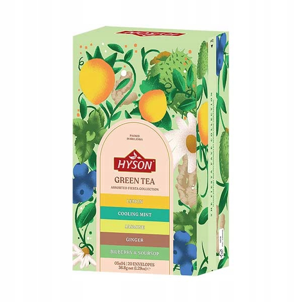 Hyson Green Tea Assorted Fiesta Collection 20 kopert 40g lemon soursop ...