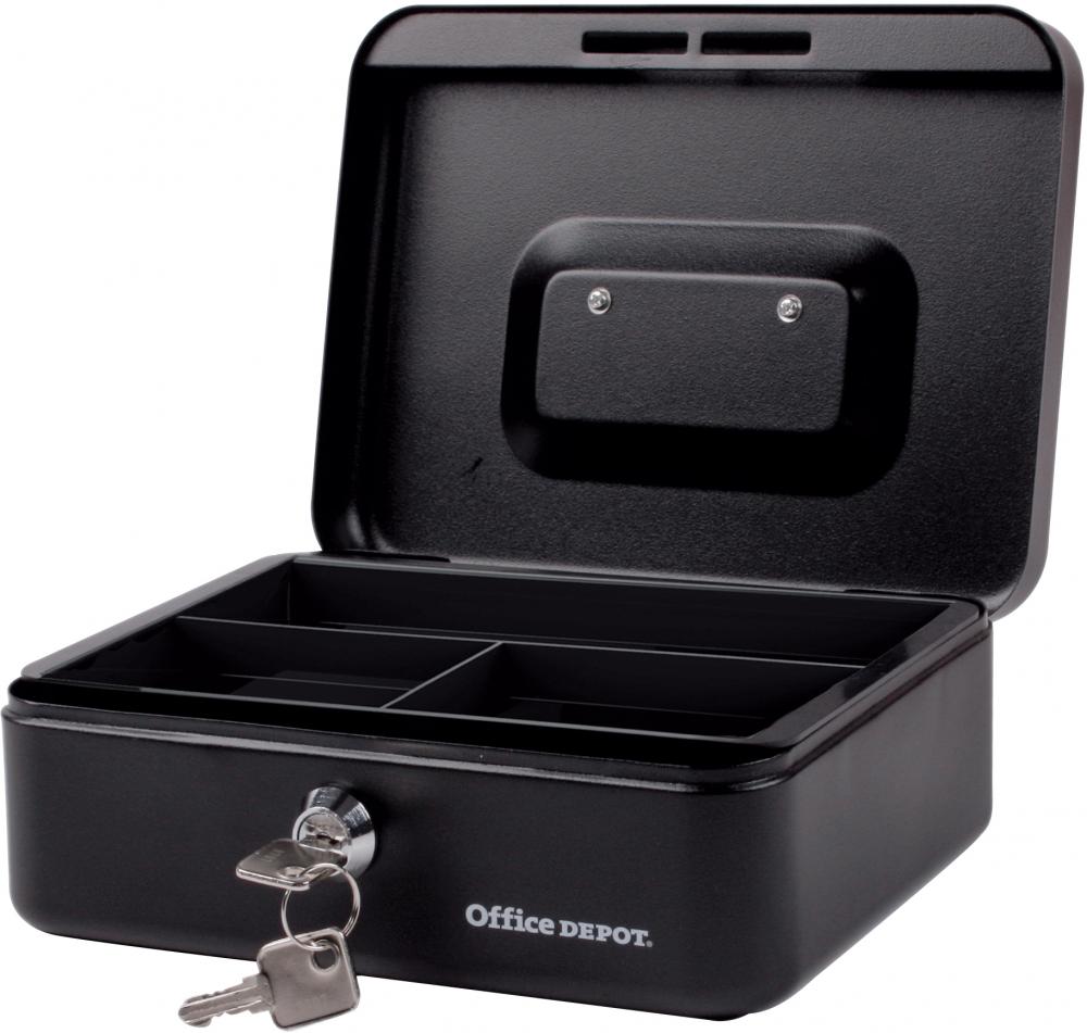 Metalowa Kasetka na Pieniądze Bilon Sejf + Klucze Office Depot czarna ...