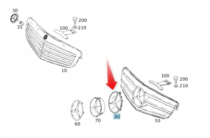A2078880011 - ЗВЕЗДА ЗНАК ЭМБЛЕМА MERCEDES ГРИЛЬ РАДАР купити на Avtoex ...