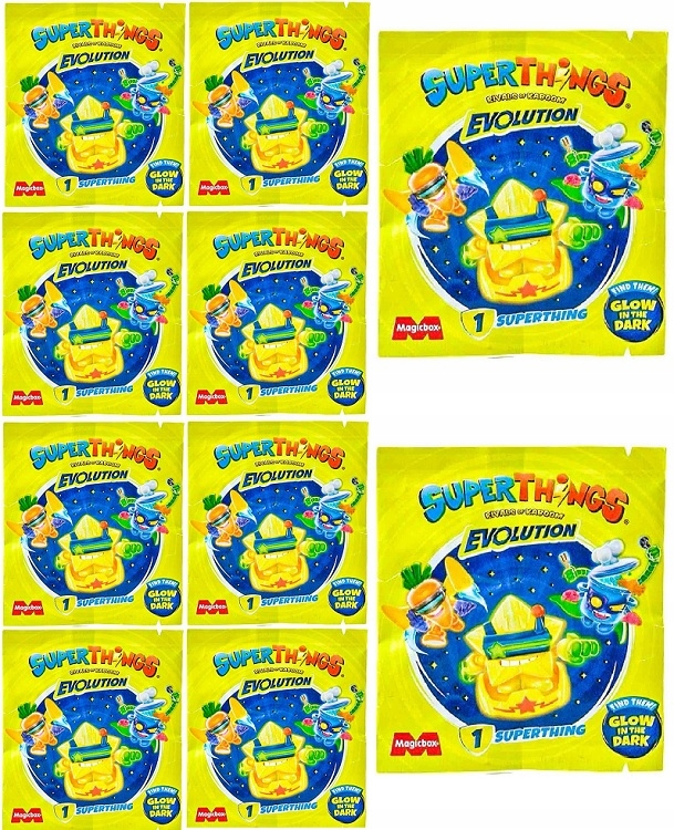 SUPER ZINGS THINGS EVOLUTION 13 SERIA ZESTAW 10 SASZETEK Z FIGURKAMI ...