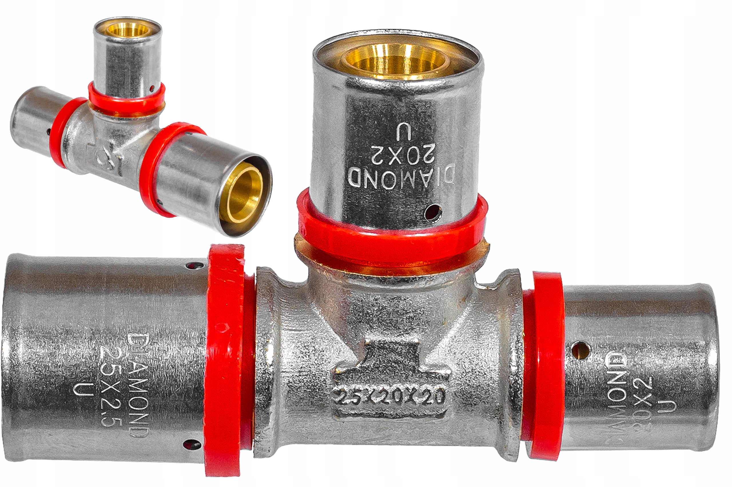 TRÓJNIK REDUKCYJNY ZAPRASOWYWANY PEX ALUPEX FI 25x20x20 MOSIĄDZ DIAMOND (FZZ-009.25X20X20.T-3 ...