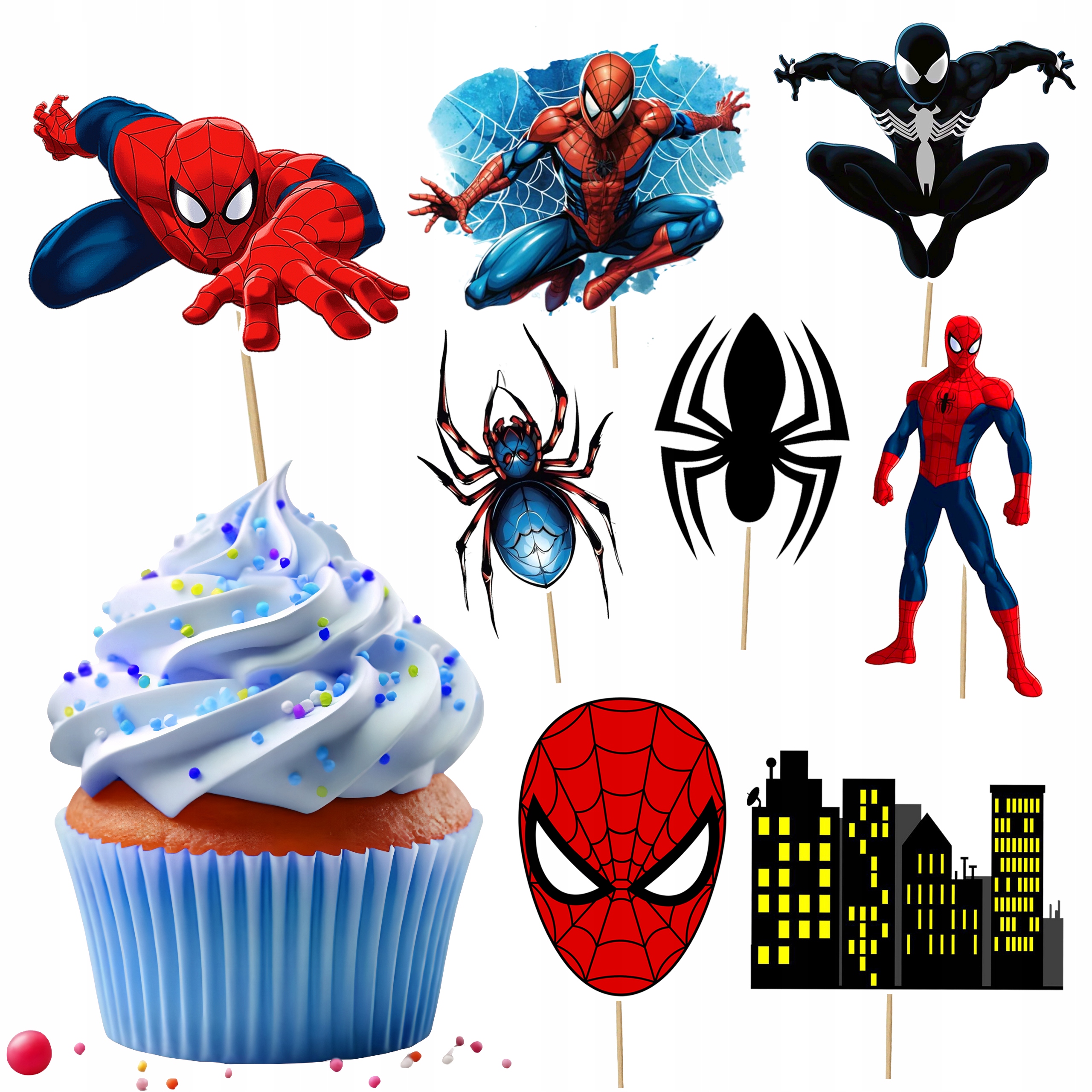 TOPPER NA TORT SPIDERMAN ZESTAW POSTACI 8szt (5905940507631) • Cena ...