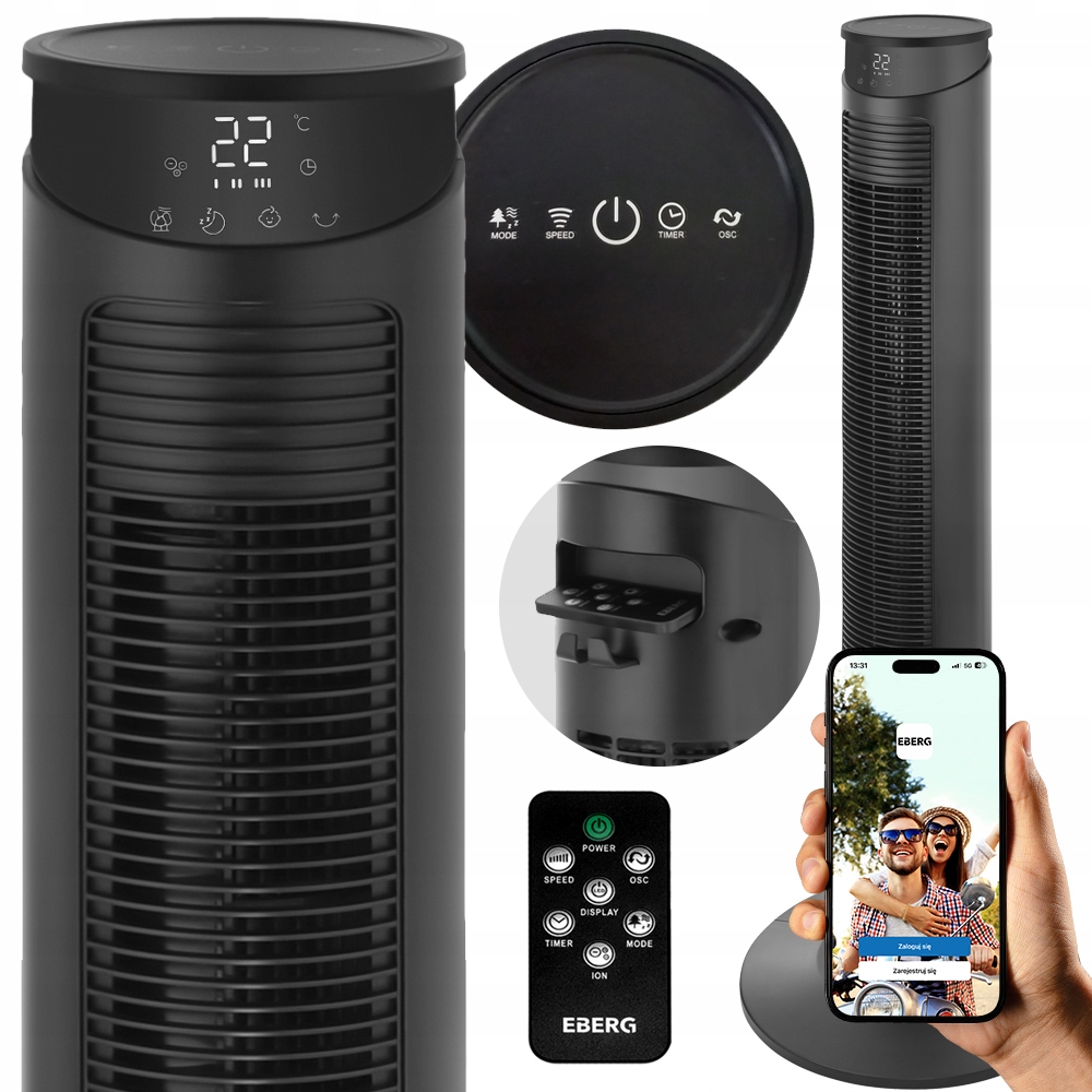 Wentylator kolumnowy EBERG FYN czarny (5903357333799) • Cena, Opinie ...