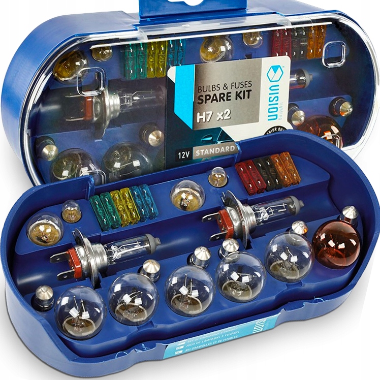 ZESTAW ZASOBNIK ŻARÓWEK BEZPIECZNIKÓW ZAPASOWYCH 2x H7 12V VISION 30 ...