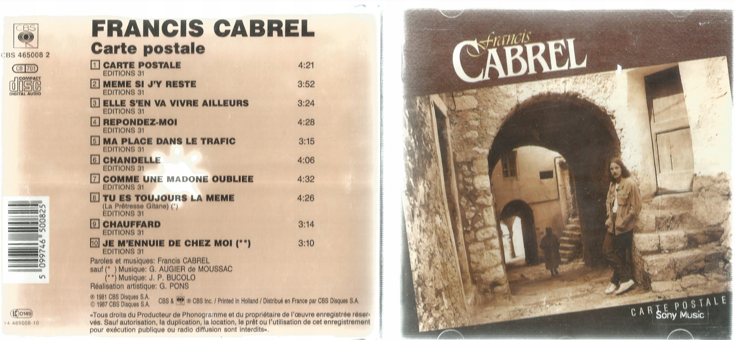 Płyta CD Francis Cabrel - Carte Postale 1997 I Wydanie ...