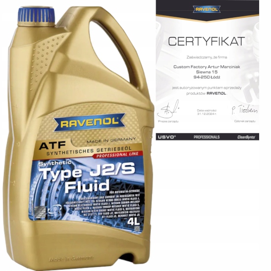 RAVENOL ATF TYPE J2/S FLUID 4L OLEJ PRZEKŁADNIOWY JATCO JF613E 1211115-004 za 274,80 zł z Łódź ...