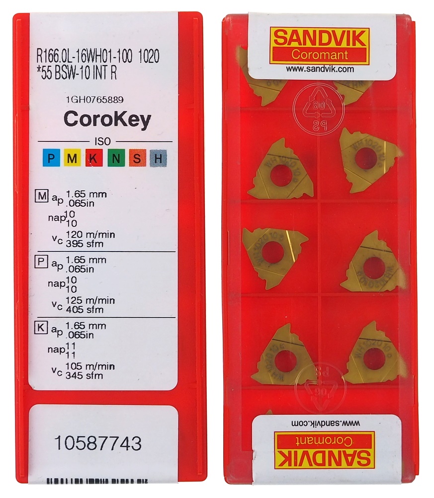 Płytki do gwintu R166.0L-16WH01-100 1020 SANDVIK • Cena, Opinie ...