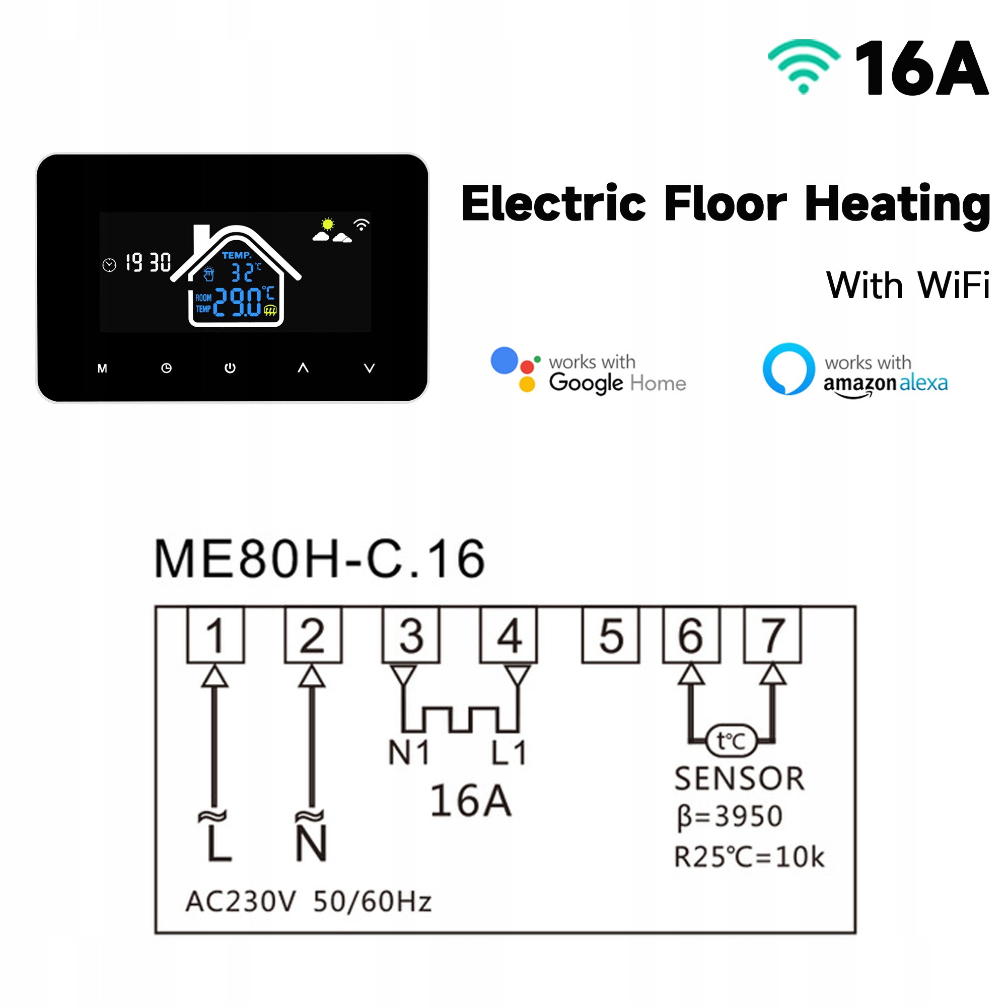TERMOSTAT POKOJOWY WIFI TUYA 16A LCD programowalny - porównaj ceny ...