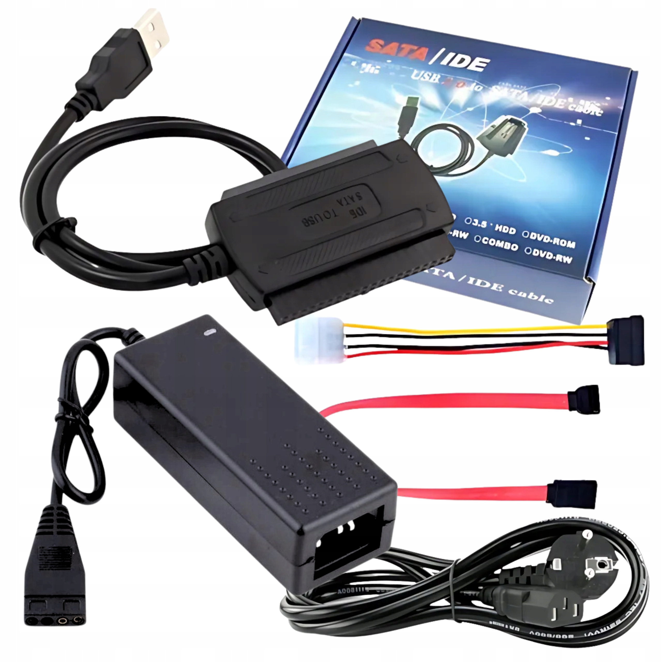 ADAPTER USB DO DYSKU SATA IDE 25 35 ZASILACZ ATA PLUG AND PLAY RUFFBERG - Sklep, Opinie, Cena w ...