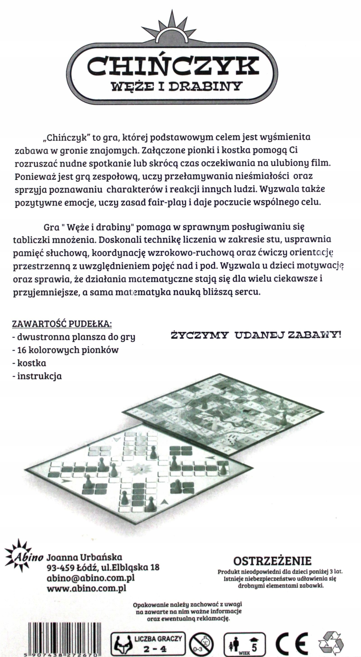 Abino Chińczyk - Board Game for Kids, 2-4 Players, Ages 3 and Up ...