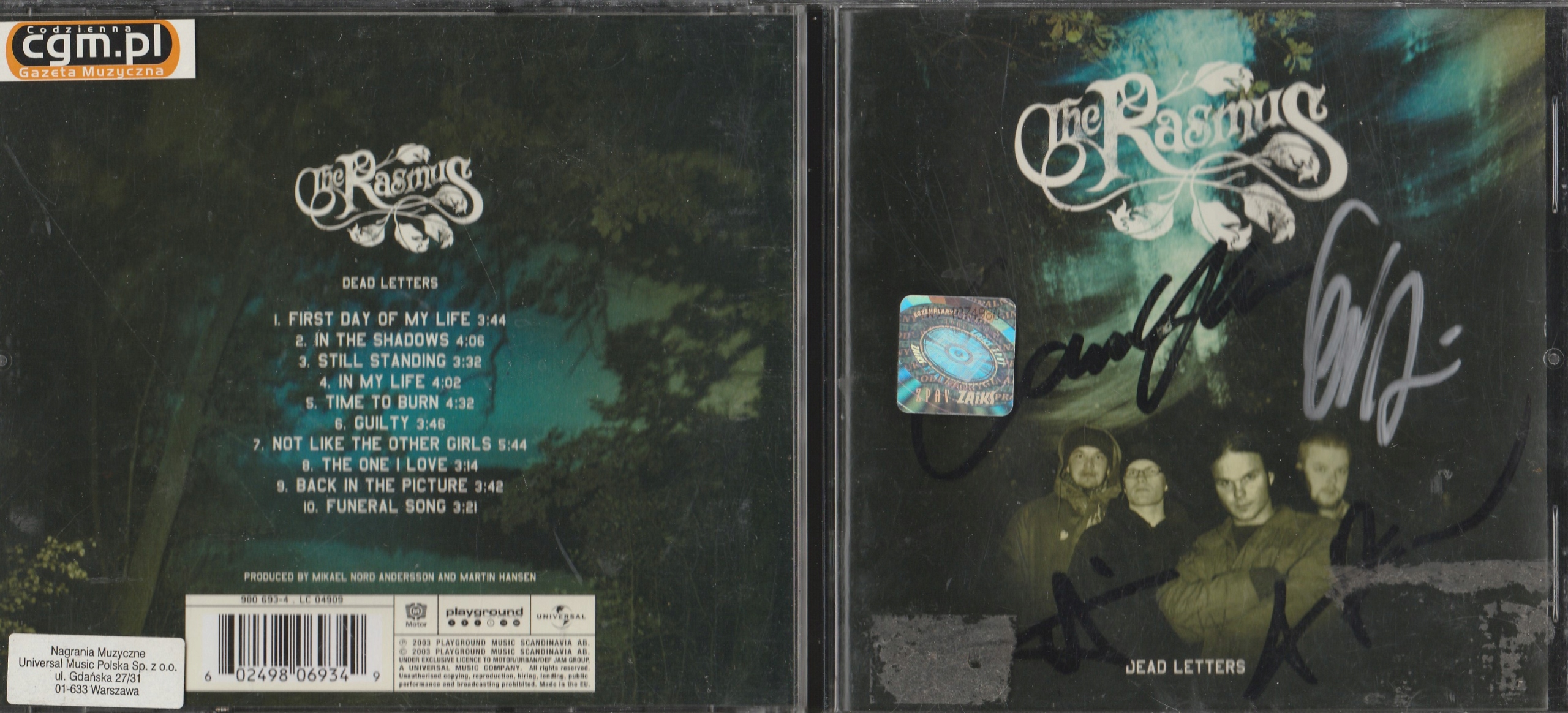 Płyta CD The Rasmus - Dead Letters 2003 I Wydanie + Autografy Zespołu ...