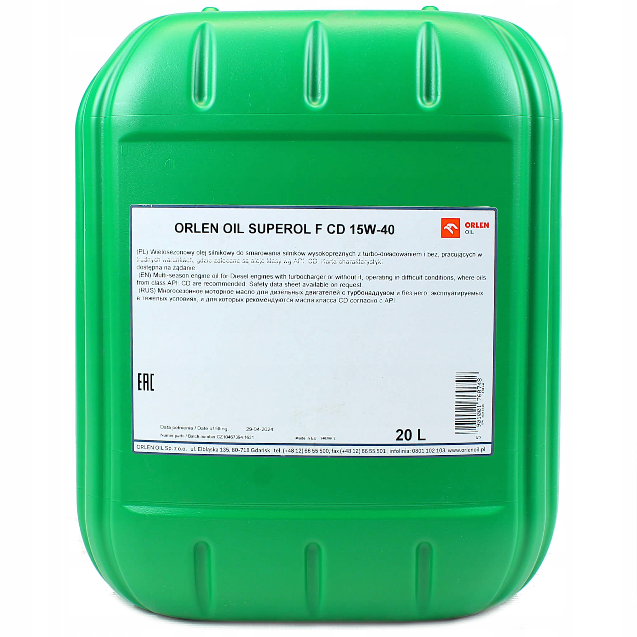 Olej Superol F CD 15W/40, 20 l 5901001760748 za 269.90PLN z Szczucin ...