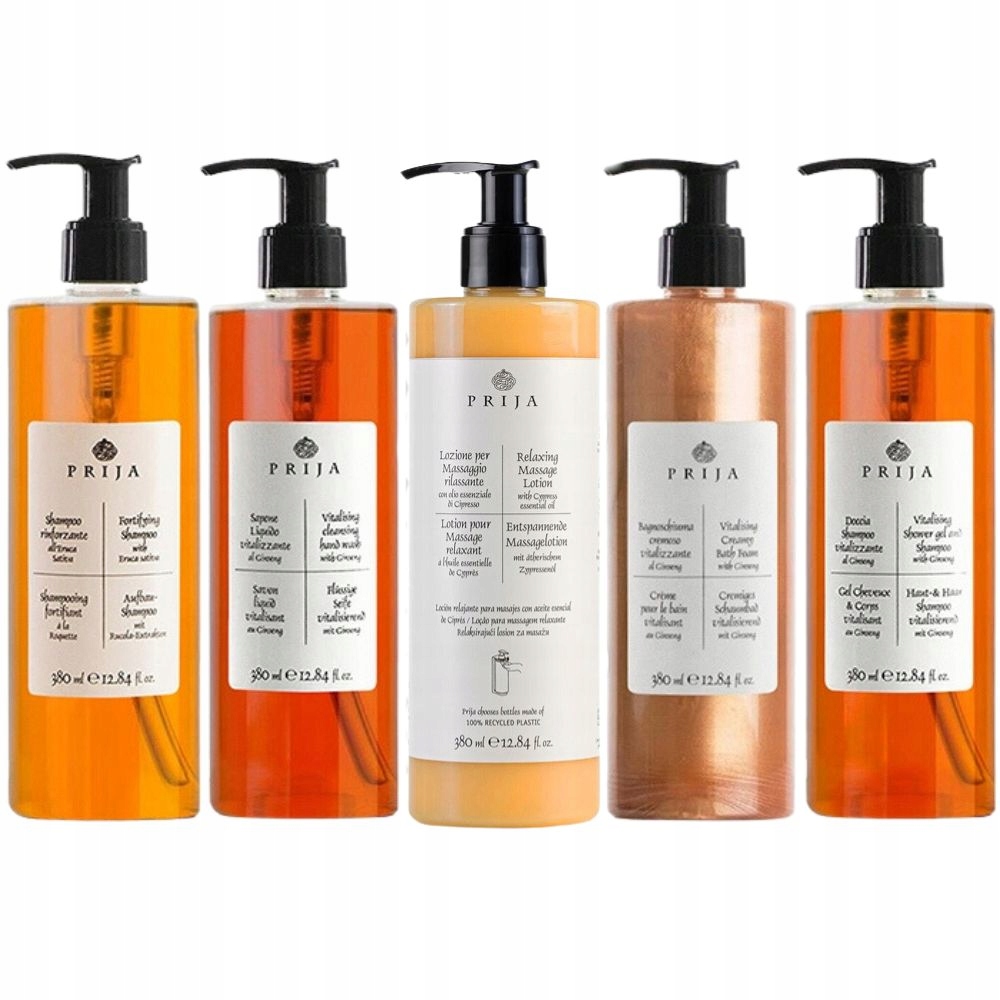 PRIJA ZESTAW KOSMETYKÓW Z POMPKĄ VEGAN 5x380ml 12061425626 - Allegro.pl