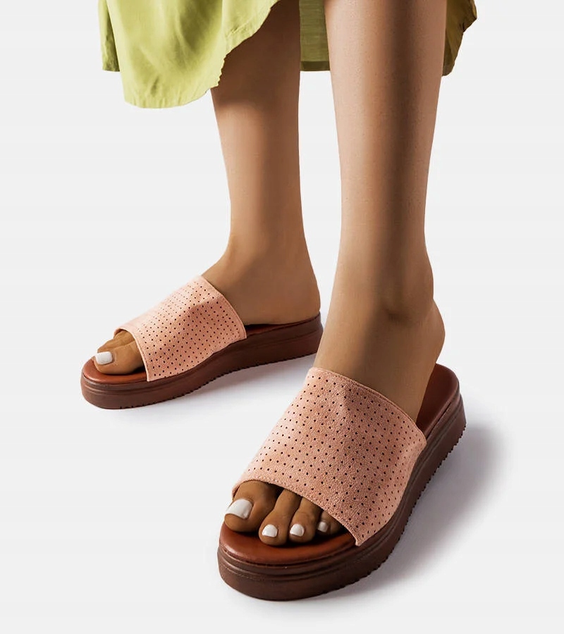 Różowe ażurowe klapki damskie eko-zamsz 23522 37 • Cena, Opinie ...