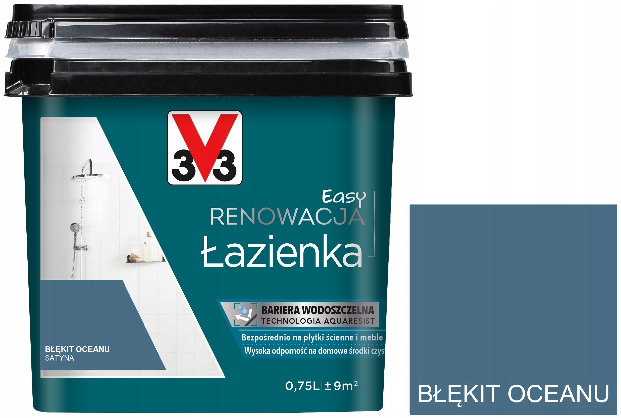V33 Farba renowacja Łazienka i Płytki 0,75L Błękit oceanu satyna ...