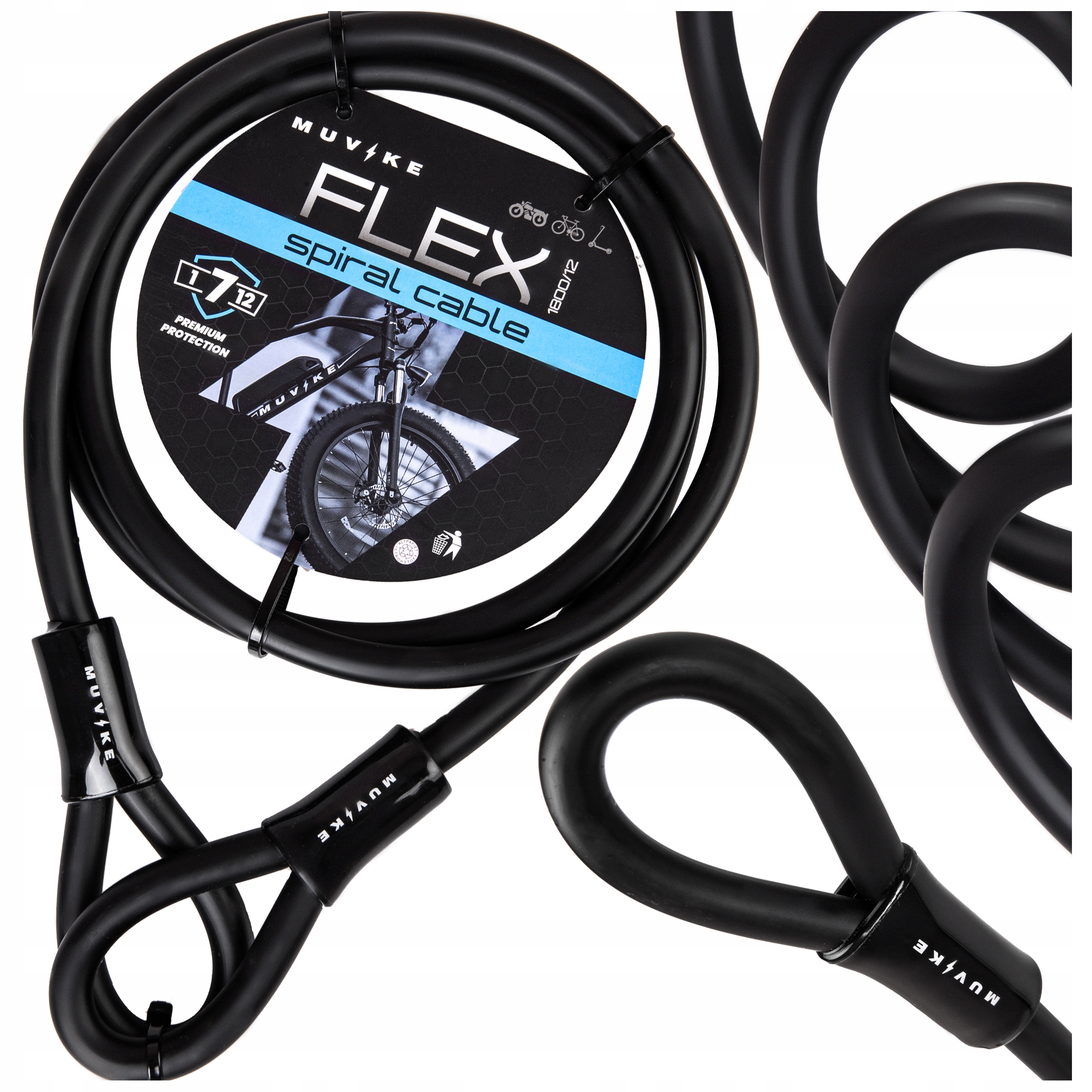 Zabezpieczenie rowerowe linka Muvike Flex 1800/12 - 5904858678785 - 14886916605 - Allegro