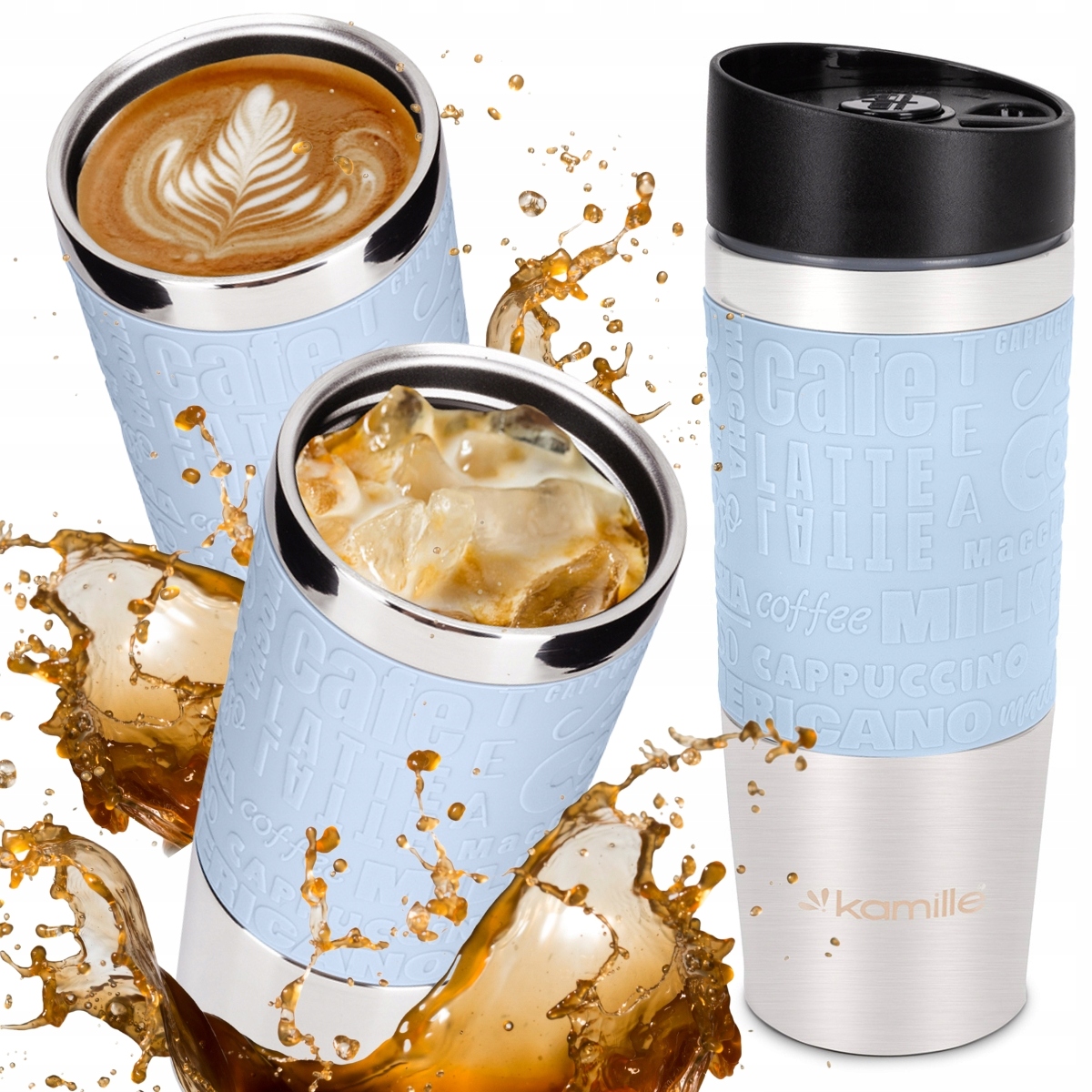 KUBEK TERMICZNY STALOWY TERMOS NA NAPOJE KAWA HERBATA 380ml KAMILLE - 5904734062196 ...