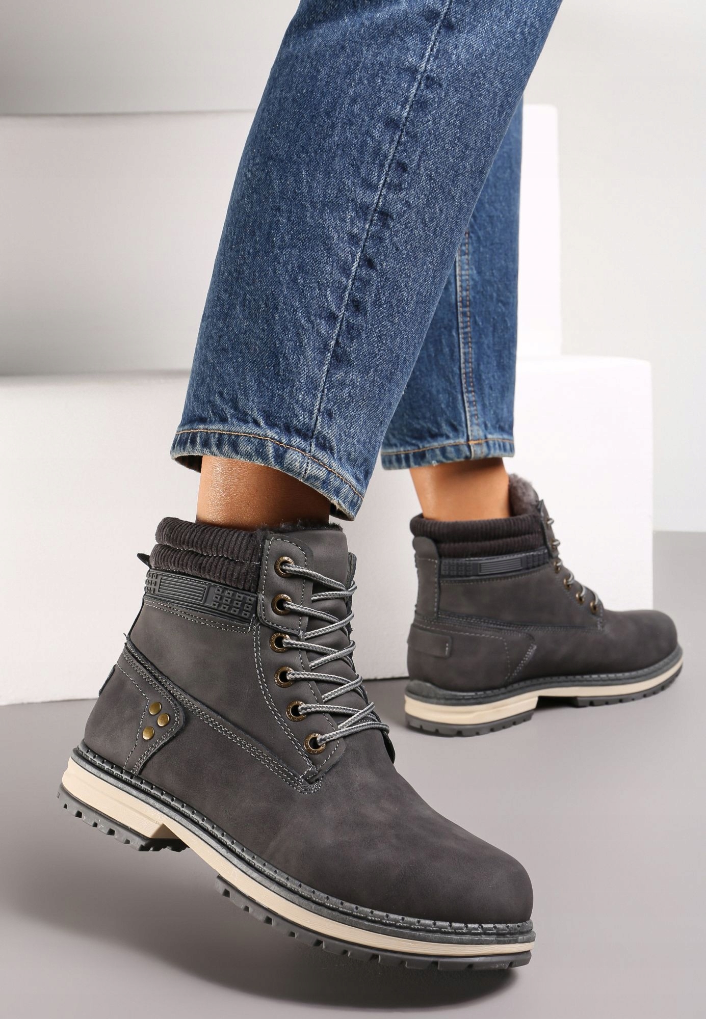 Renee Szare Traperki damskie 40 Zima 16765703469 - Allegro.pl