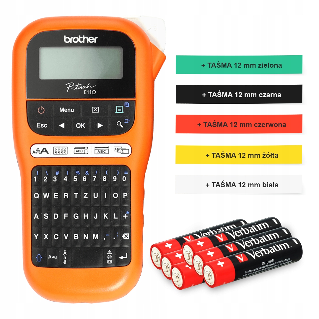 Drukarka etykiet Brother PT-E110 +5 taśm kolor MIX - Sklep, Opinie ...