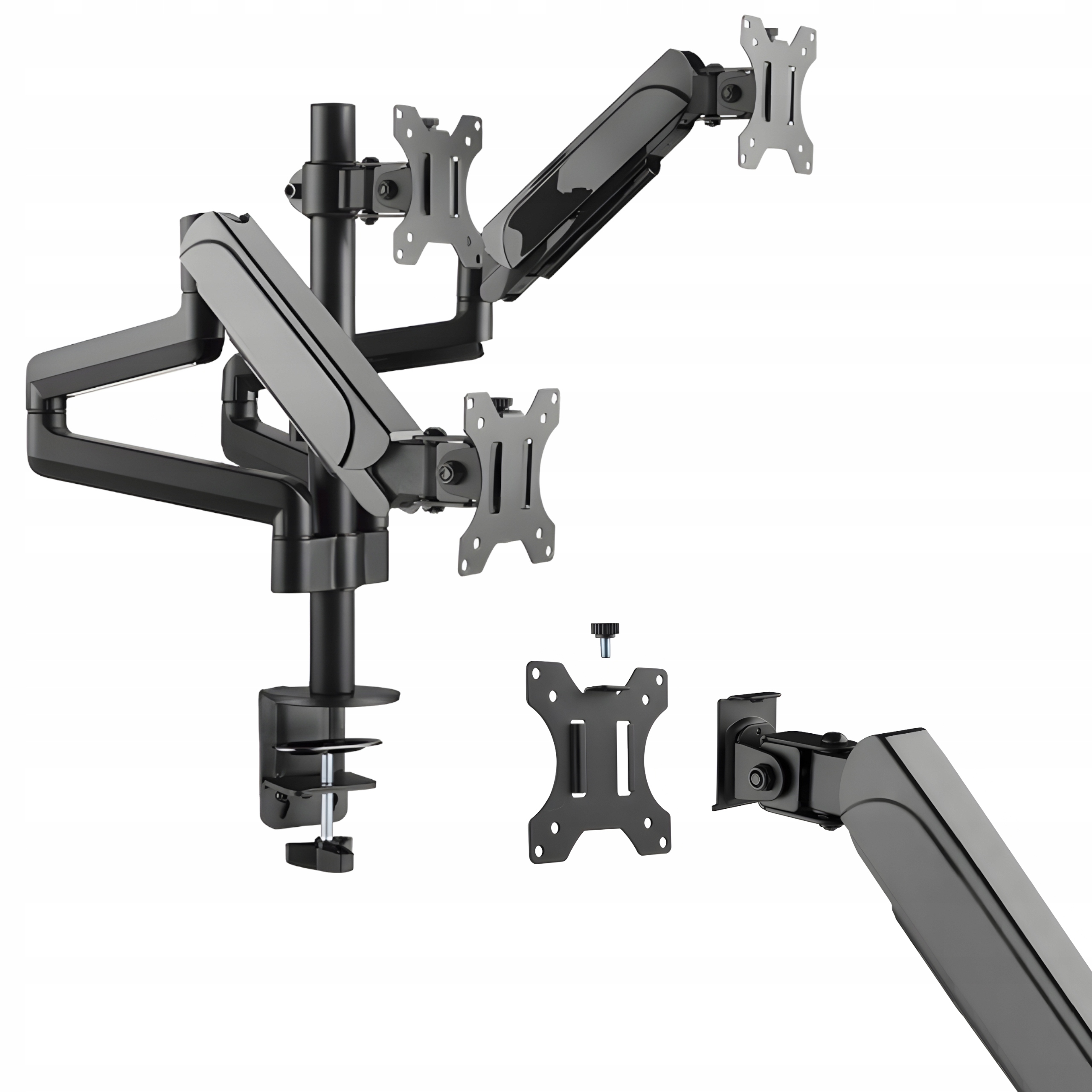 POTRÓJNE RAMIĘ UCHWYT NA 3 MONITORY DO BIURKA STANARD VESA SOLIDNY 17 ...