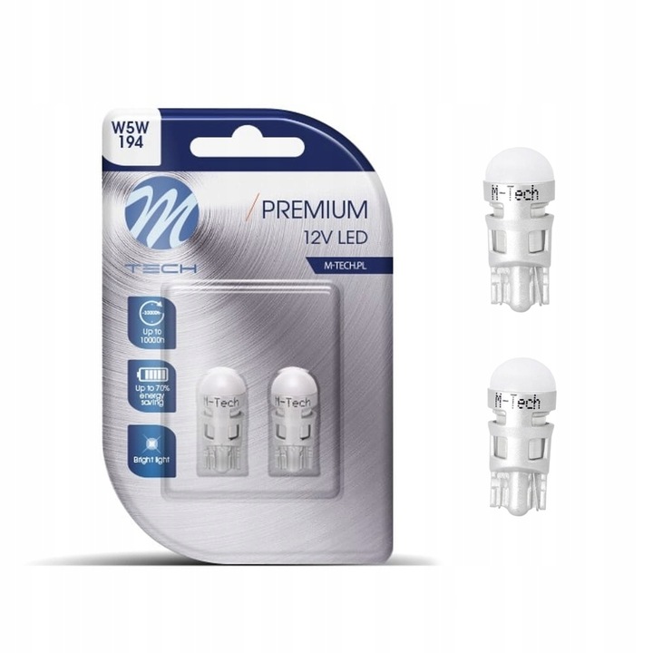Żarówka W5W M-Tech LED T10 Krystaliczna biała z diodami OSRAM 12V mocna ... Żarówka W5W M-Tech LED T10 Krystaliczna biała z diodami OSRAM 12V mocna ...