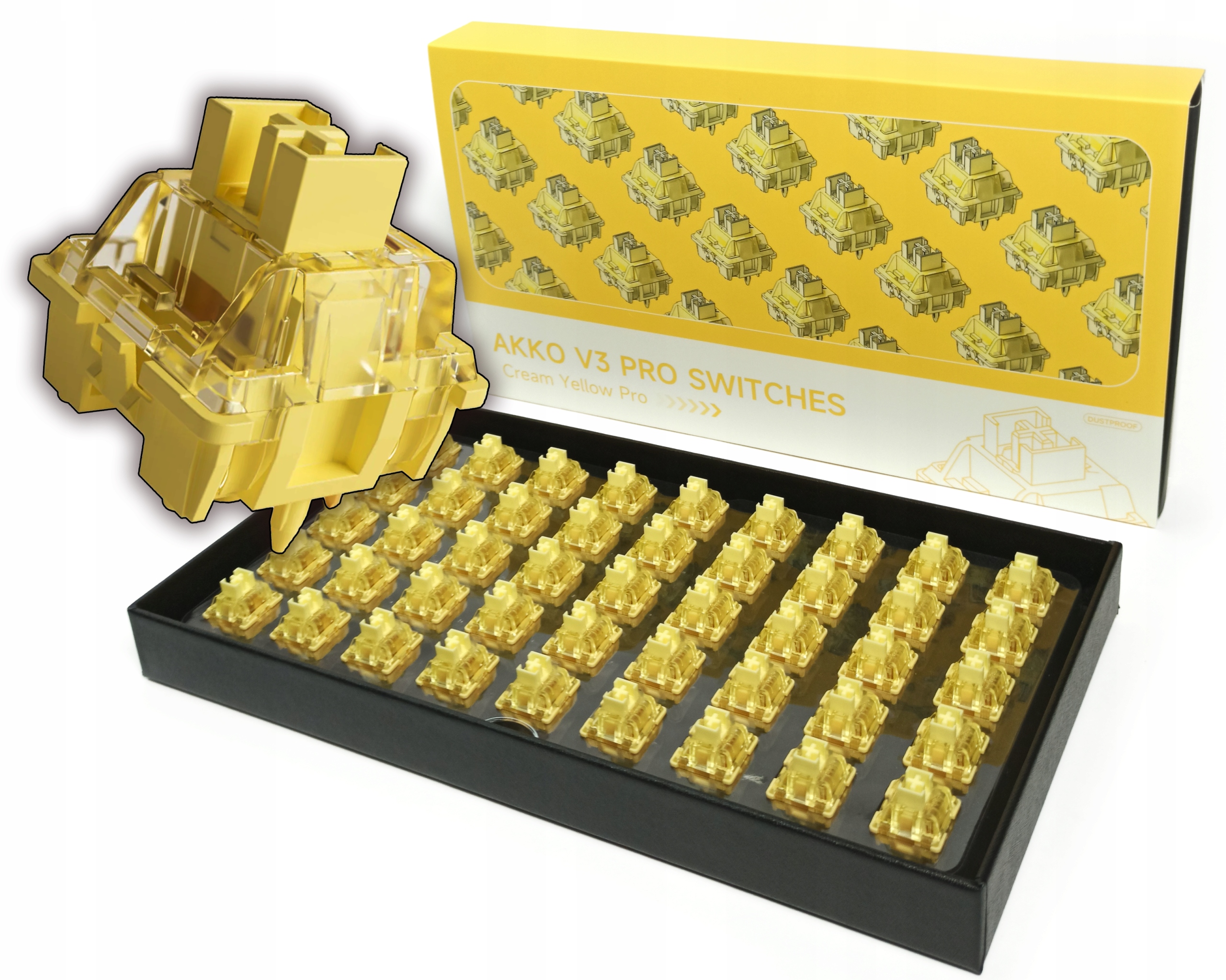 AKKO Cream Yellow V3 Pro Switch PRZEŁĄCZNIKI MECHANICZNE Lubed - 45 szt ...