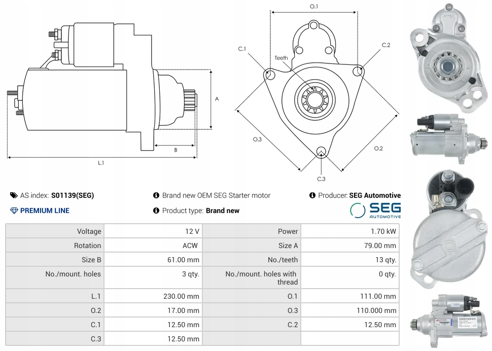 Brand new OEM SEG Starter motor za 2205.00CZK - Allegro